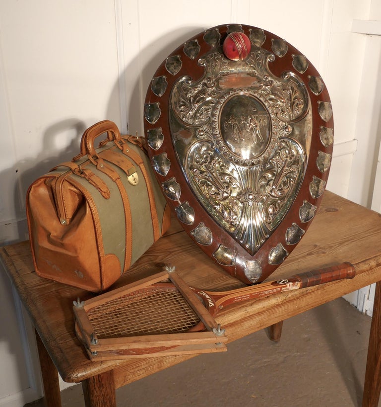 1901 Art Nouveau Sheffield Plate Cricket Trophy Shield by Walker Hall ...