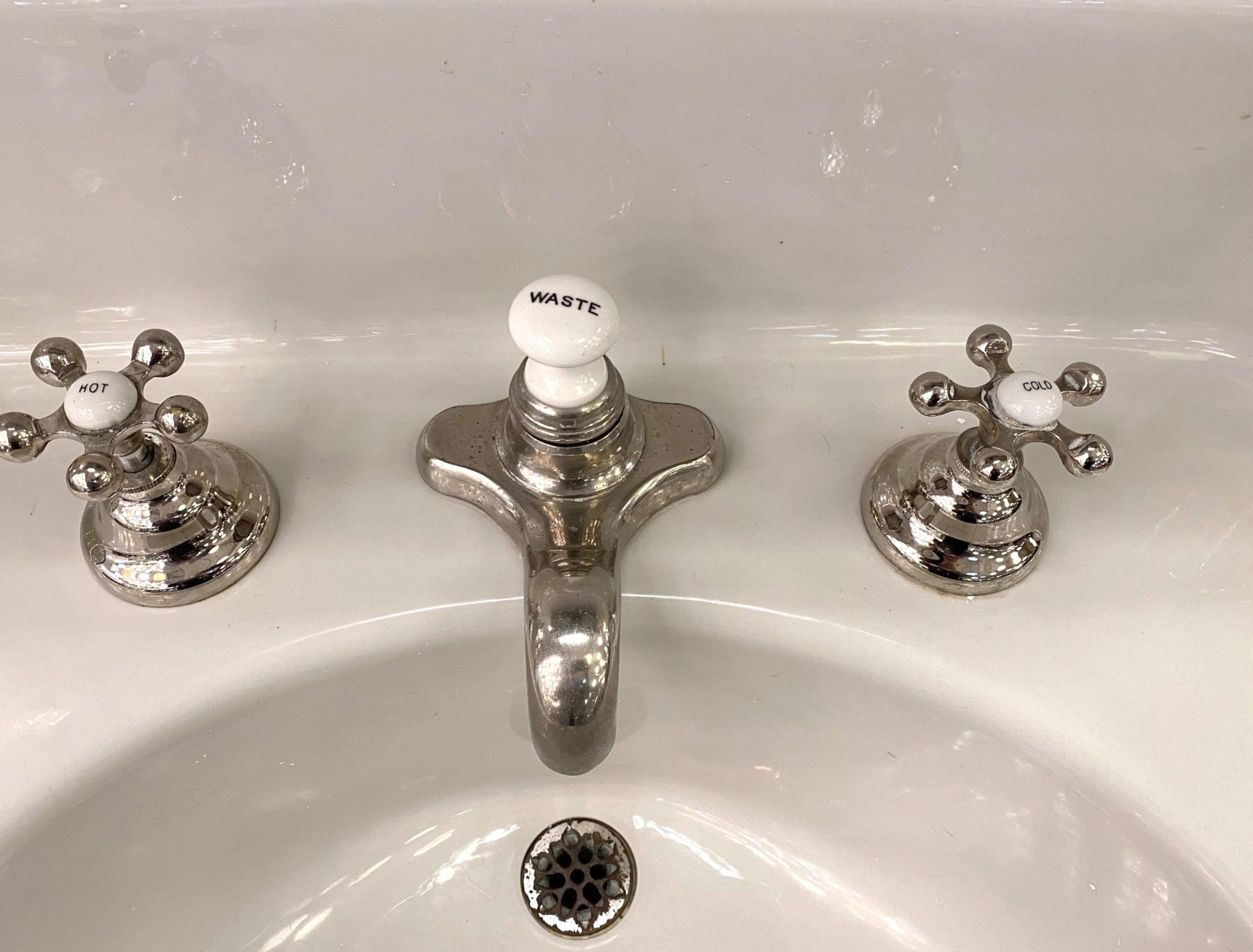 1902 Vitreous China Sink Clear Glass Legs Trenton Pottery For Sale at ...