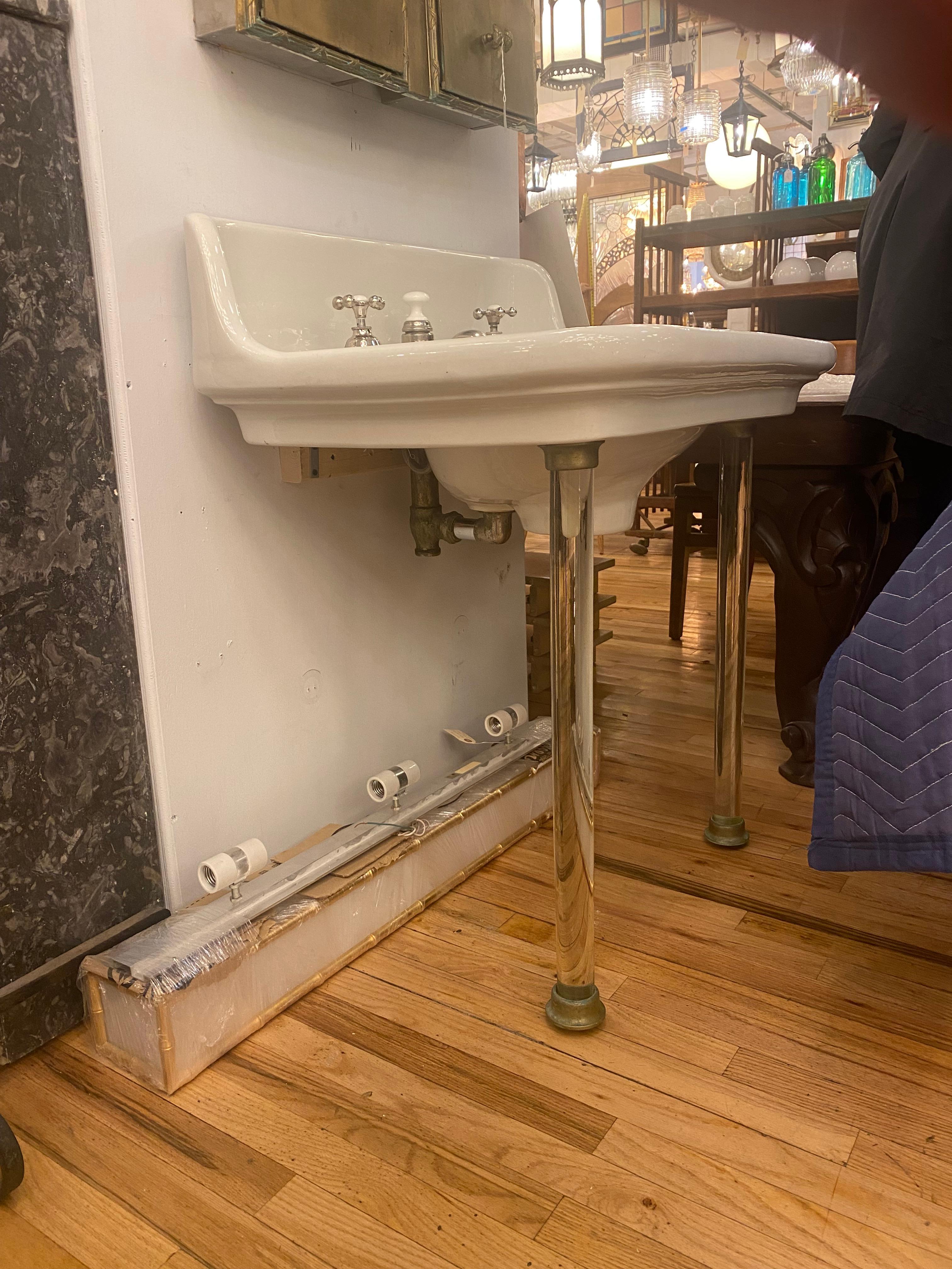 1902 Vitreous China Sink Clear Glass Legs Trenton Pottery For Sale at ...
