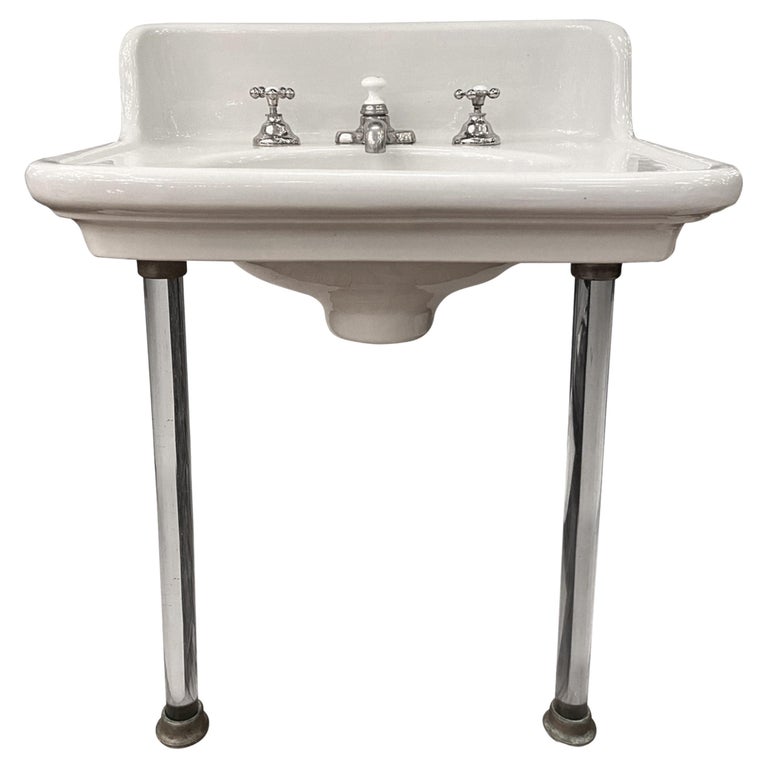 1902 Vitreous China Sink Clear Glass Legs Trenton Pottery For Sale at ...