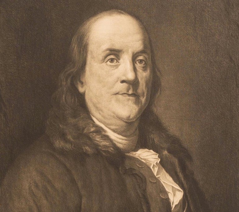 1903 Antique Portrait of Benjamin Franklin, Signed by Jacques Reich at ...