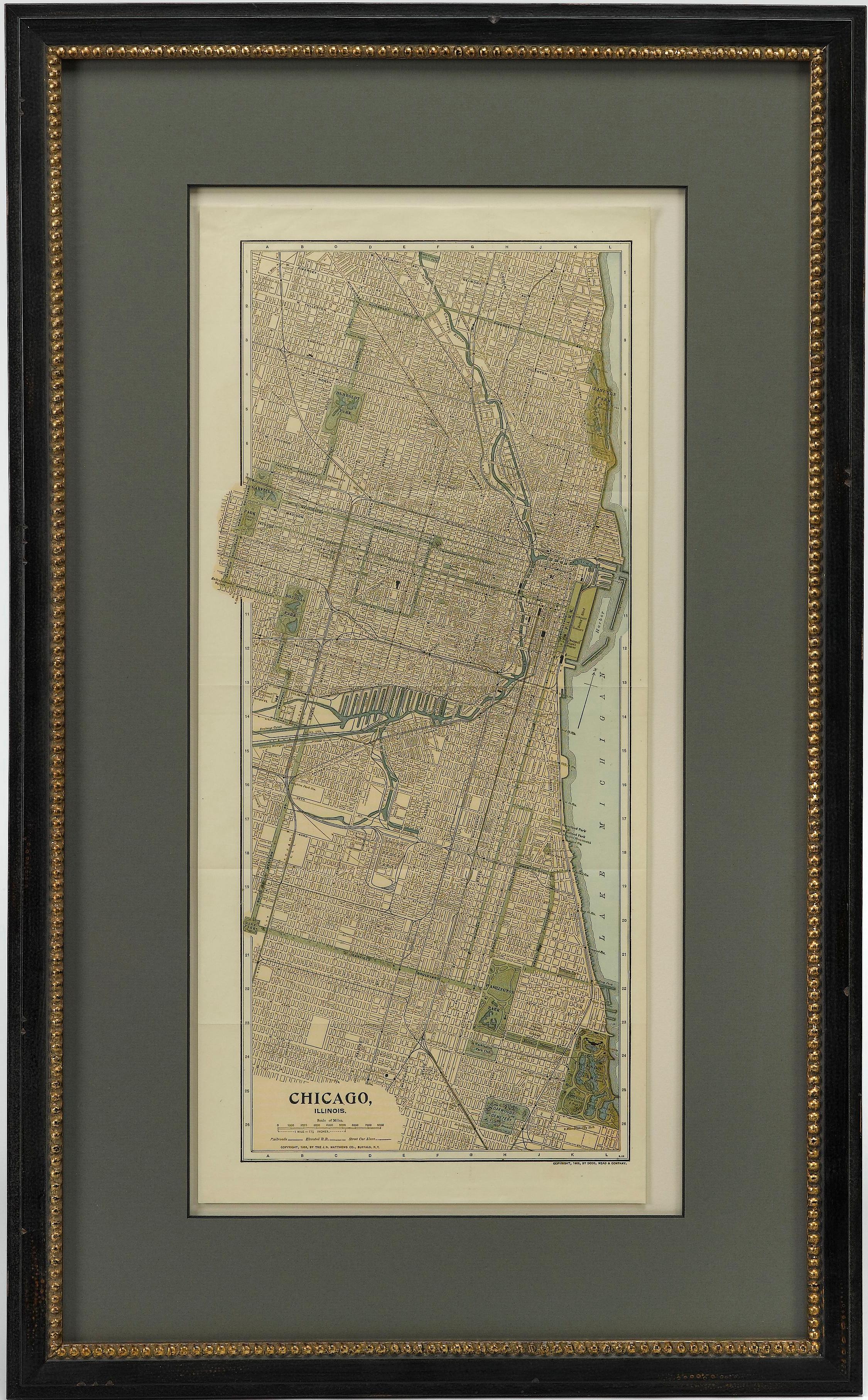 1903 Chicago Street Map by J.M. Matthews Co. at 1stDibs