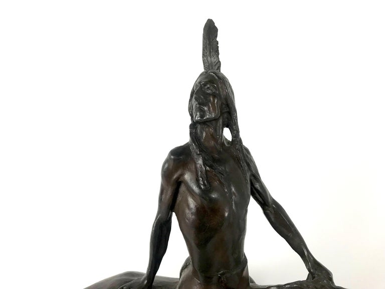 1904 Antique Bronze Sculpture Native American on Horseback by Charles ...