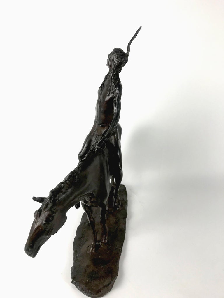 1904 Antique Bronze Sculpture Native American on Horseback by Charles ...