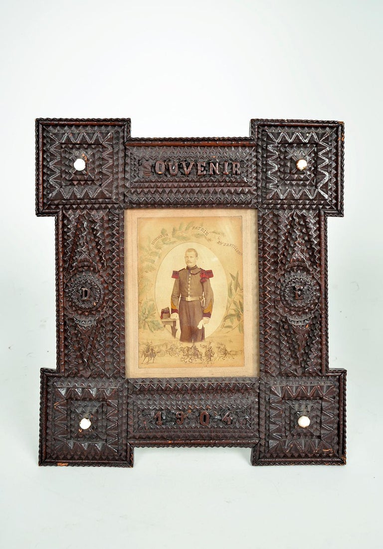 1904 Dutch Souvenir Tramp Art Picture Frame Folk Art Belgium WW1 ...