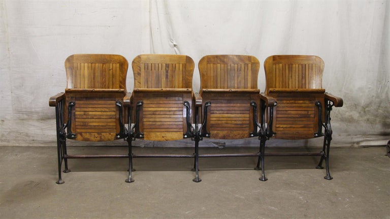 1905 Four Seat Folding Theater Chairs with Cast Iron Frame from ...