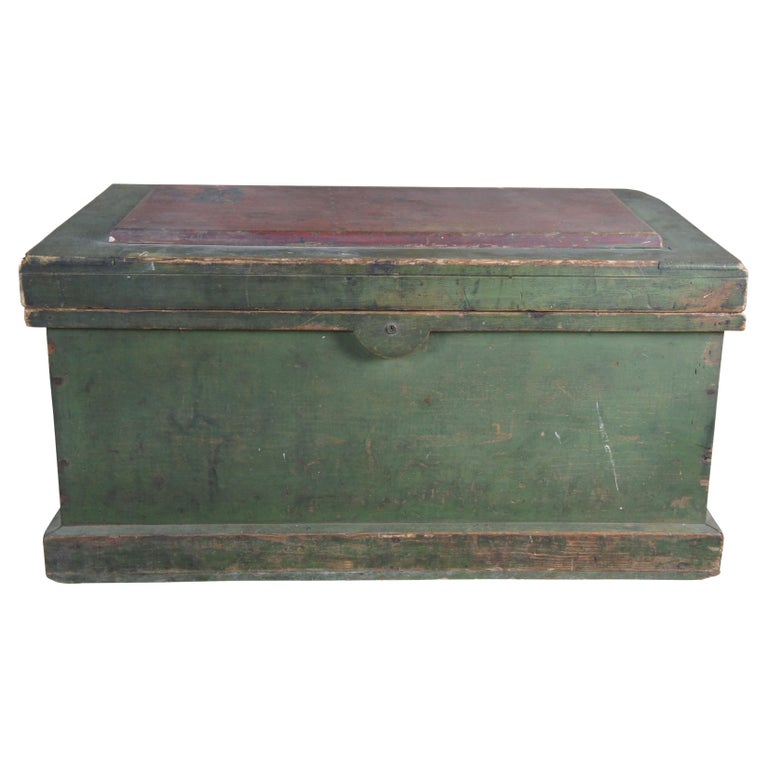1906 Antique Pine Carpenters Tool Chest Trunk Strong Box Disston Saws ...