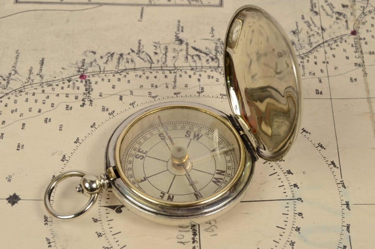 1907s Pocket Magnetic Crome Plated Brass Compass Antique Scientific ...