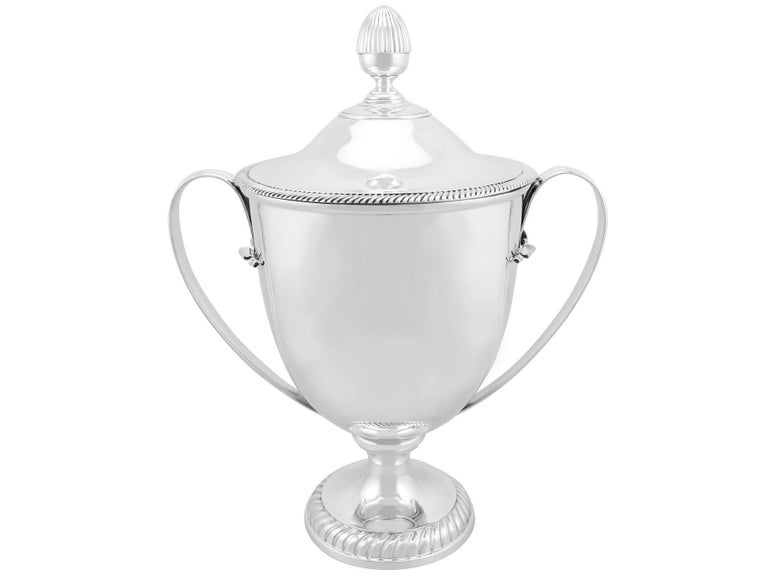 1909 Antique Edwardian Sterling Silver Presentation Cup and Cover For ...