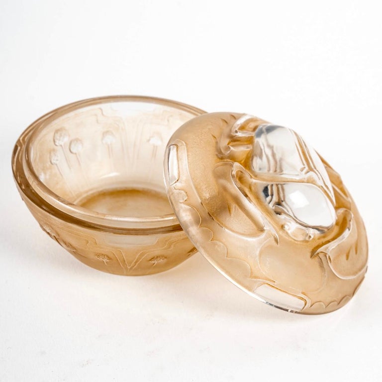 1909 René Lalique - Powder Box Scarabee Beetle Glass Sepia Patina for ...