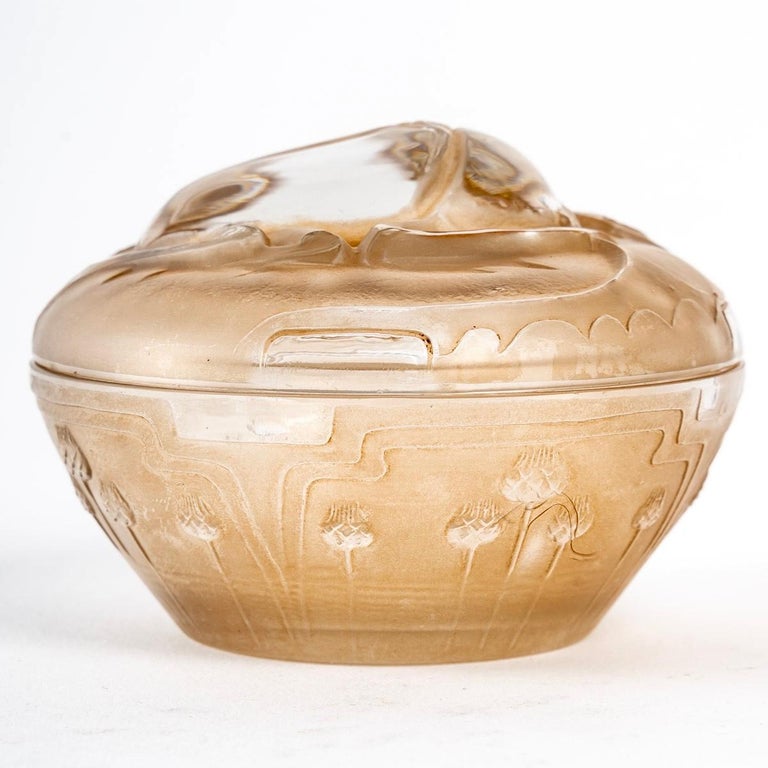 1909 René Lalique - Powder Box Scarabee Beetle Glass Sepia Patina for ...
