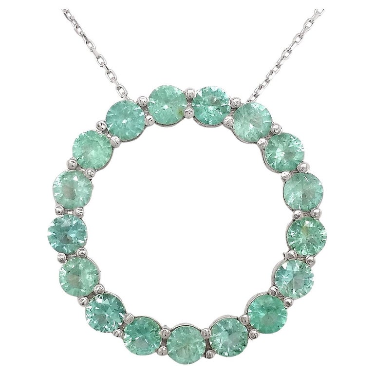 1.90ct Natural Emerald Eternity Pendent 14k White Gold For Sale at 1stDibs