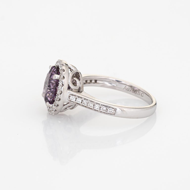 1.90ct Purple Spinel Diamond Ring Gemstone Engagement Estate 18k White Gold For Sale at 1stDibs