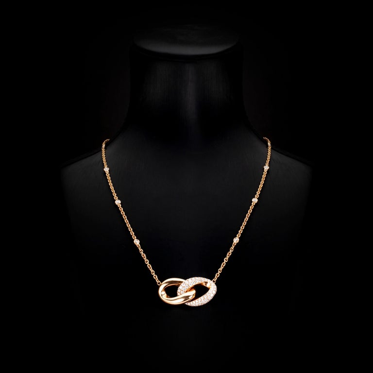 1.91 Carat Diamond 18 Karat Rose Gold Interlocking Loop Pendant ...