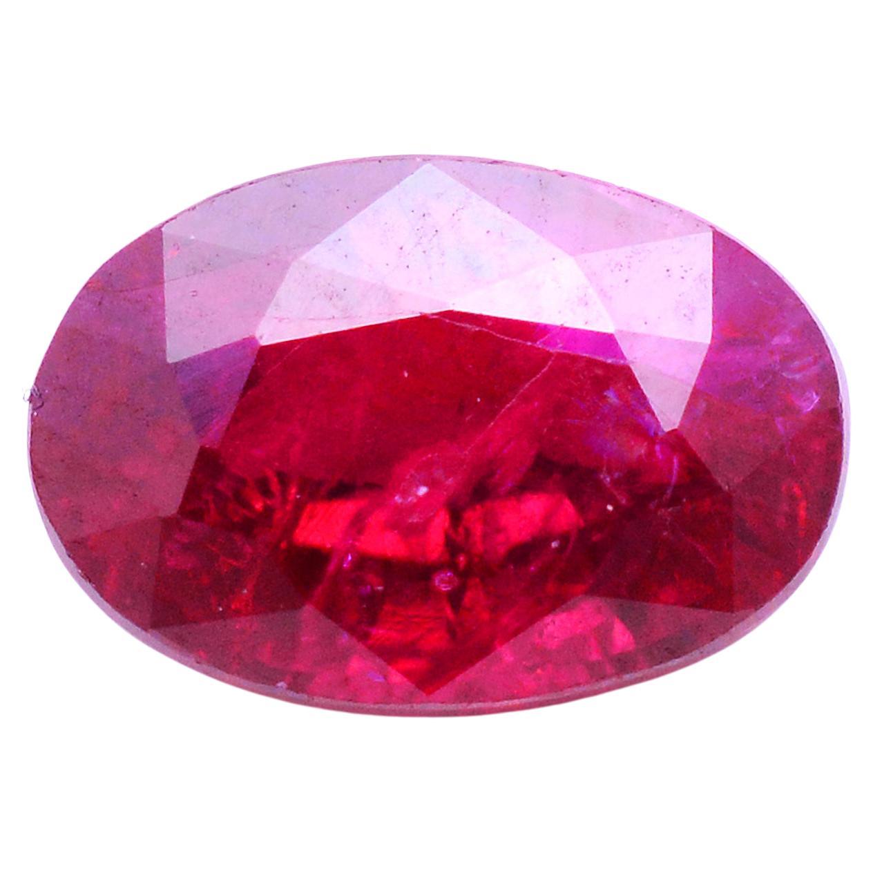 2.17 Carat Natural Vivid Red Oval Cut Burma Ruby and Diamond Ring GIA ...