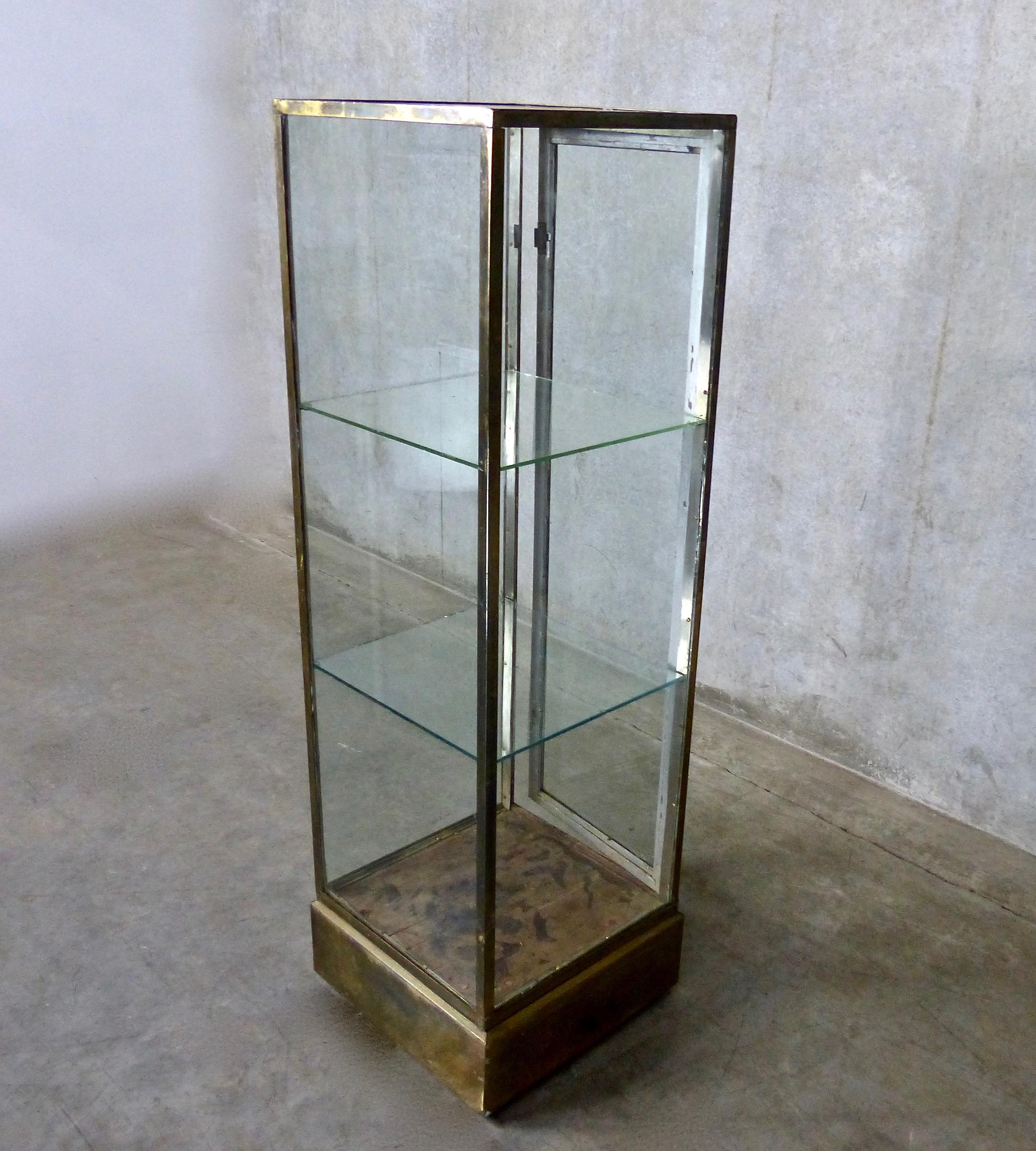 1910-1930 Brass and Glass Columnar Vitrine Display Cabinet at 1stDibs ...