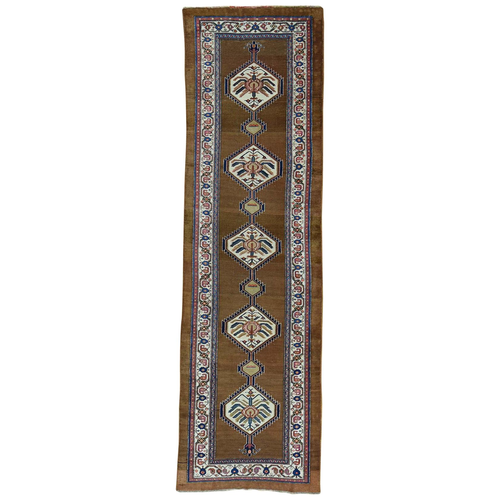 1910 Antique Camel Hair Persian Serab Runner Rug Geometric at 1stDibs