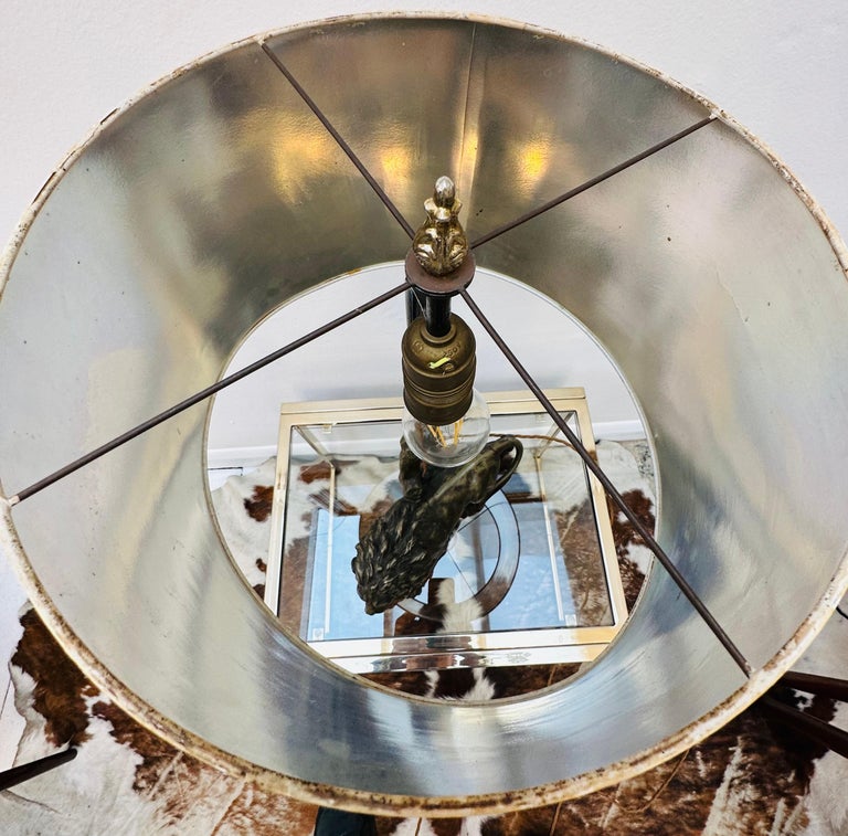 1910 Antique Spelter Bronze Effect Prowling Lion Table Lamp Inc ...