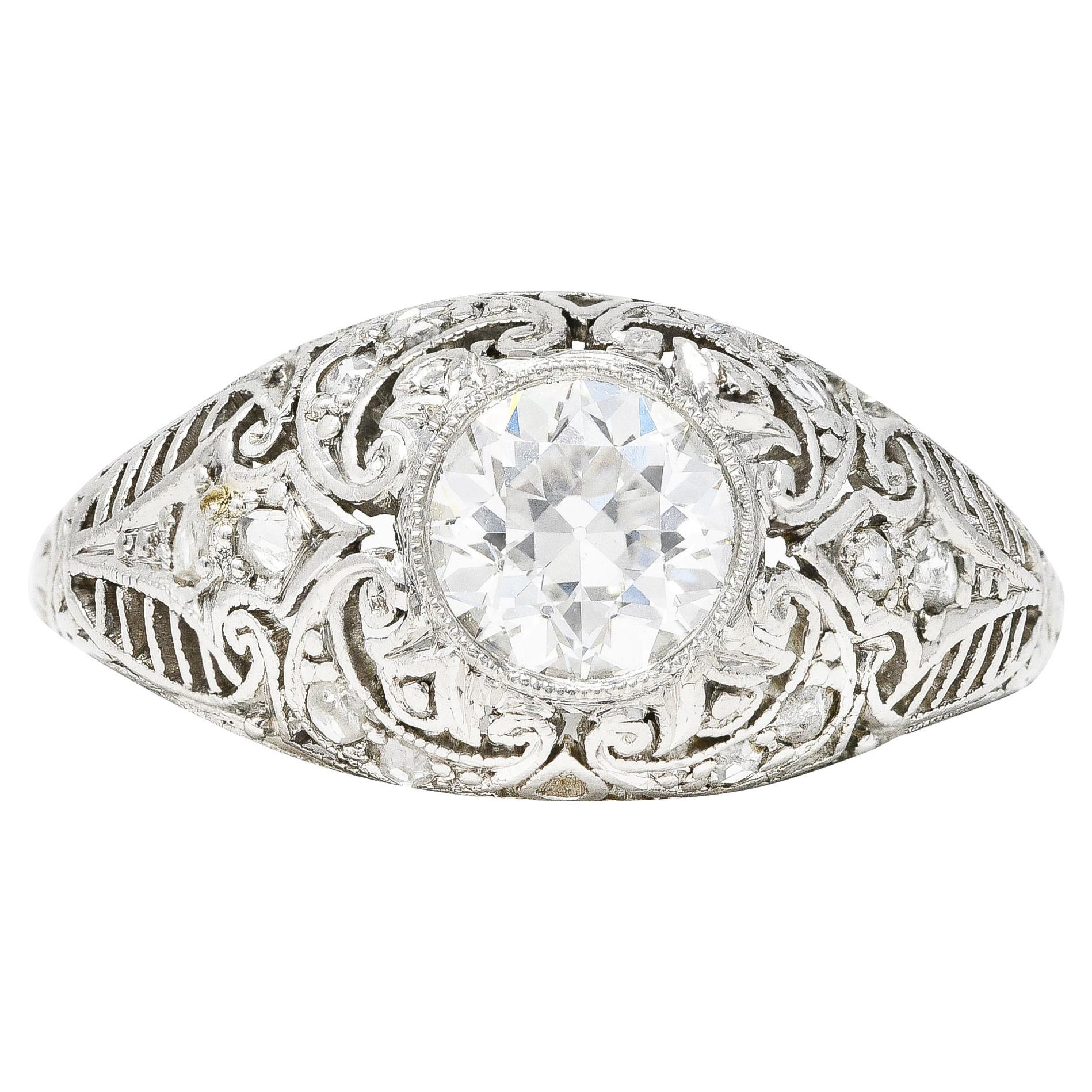 Edwardian 2.77 Carats Old European Diamond Platinum Antique Engagement ...