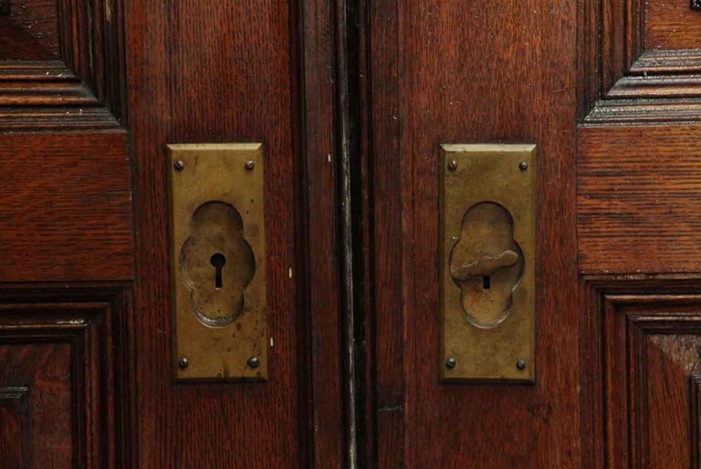 1910 Pair of Wheeled Seven Raised Panel Pocket Quarter Sawn Oak Doors ...