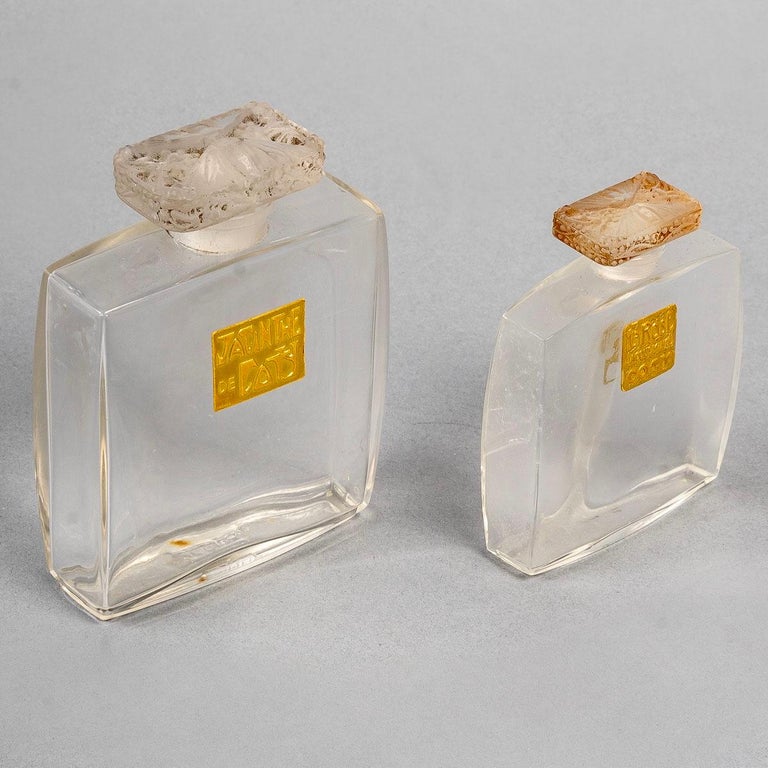 1910 René Lalique, 2 Perfume Bottle Muguet Glass for Coty For Sale at ...