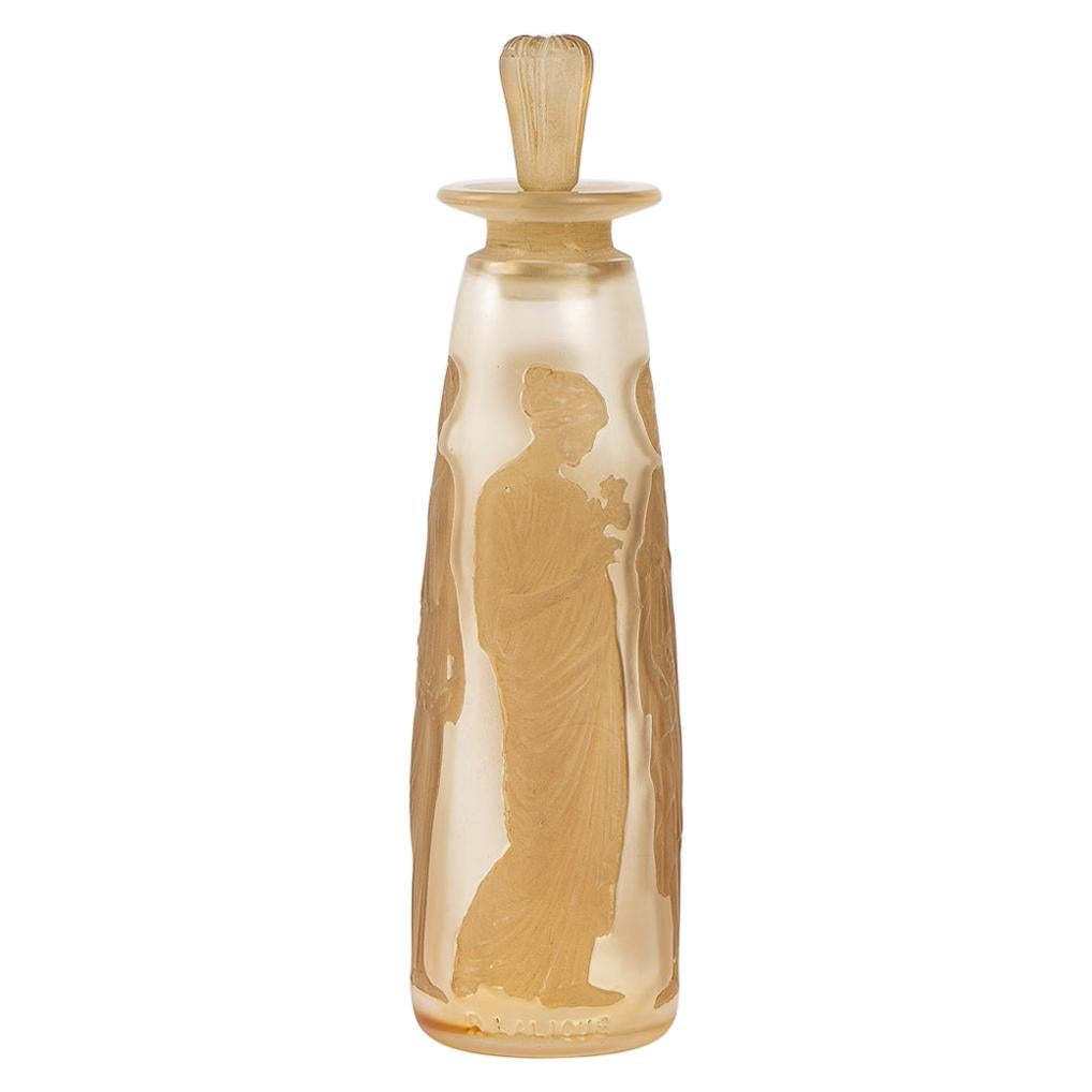 1910 Rene Lalique Ambre Antique Perfume Bottle Coty Frosted Glass Sepia ...