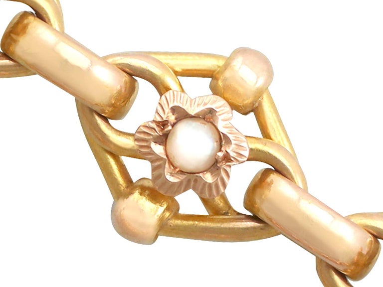 1910s Antique 2 61 Carat Diamond And Seed Pearl Yellow Gold Bracelet