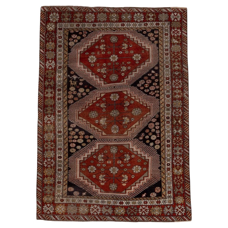 1910s Antique Caucasian Shirvan Baku Rug, Rust and Black FIeld For Sale ...