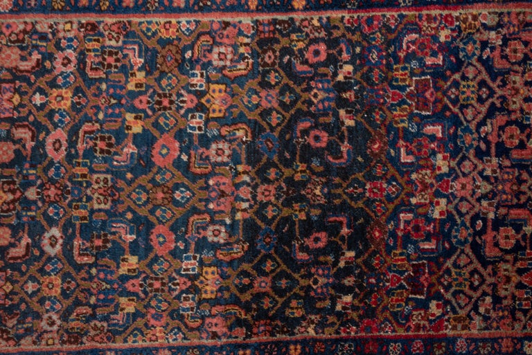 1910s Antique Persian Bidjar Wide Runner, Navy and Pink Herati Field ...