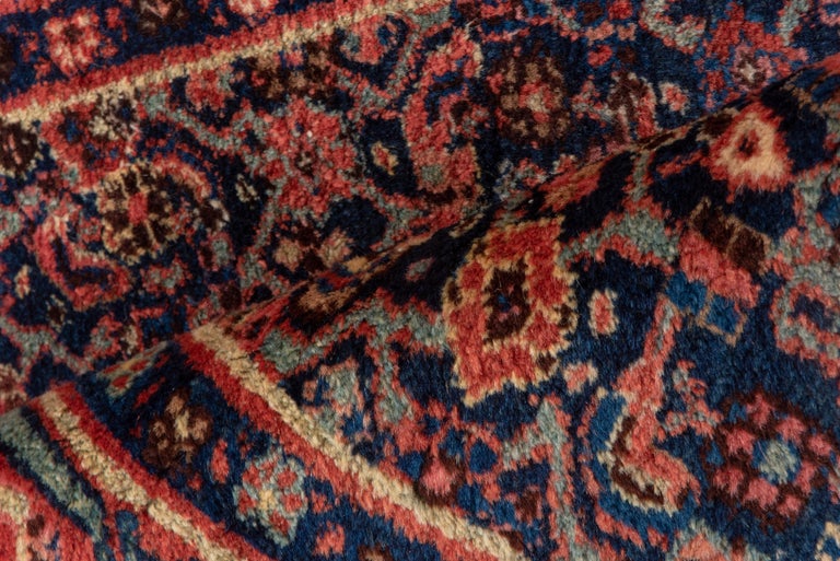 1910s Antique Persian Bidjar Wide Runner, Navy and Pink Herati Field ...