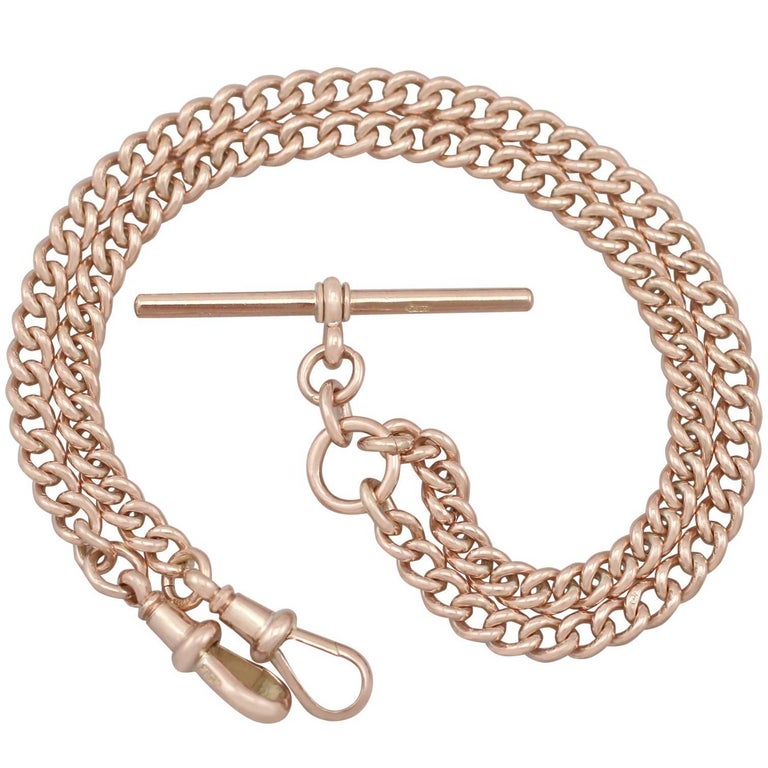 1910s Rose Gold Double Albert Watch Chain at 1stDibs