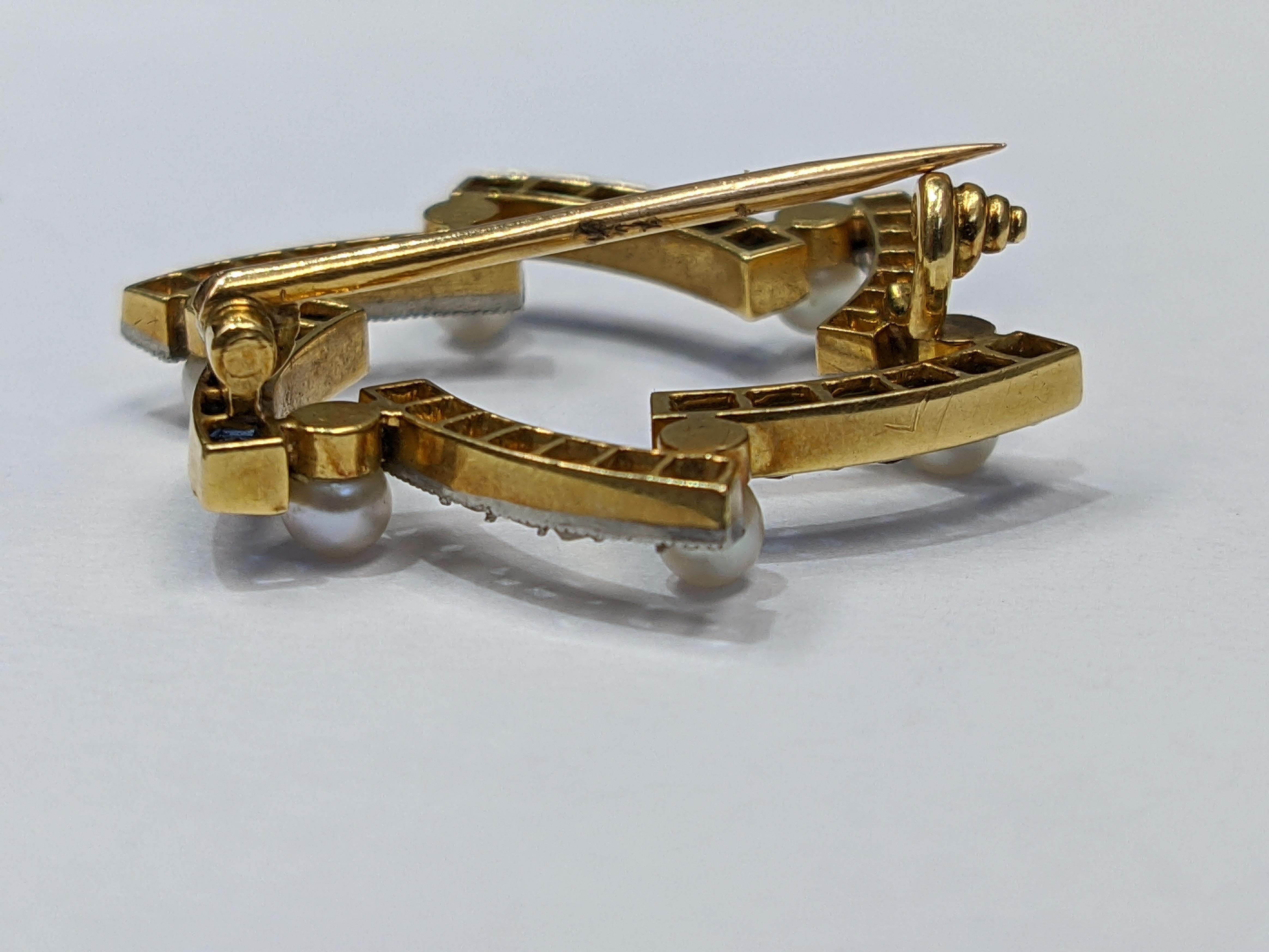 1910s Star Pin with Sapphire Diamonds and Pearls For Sale at 1stDibs