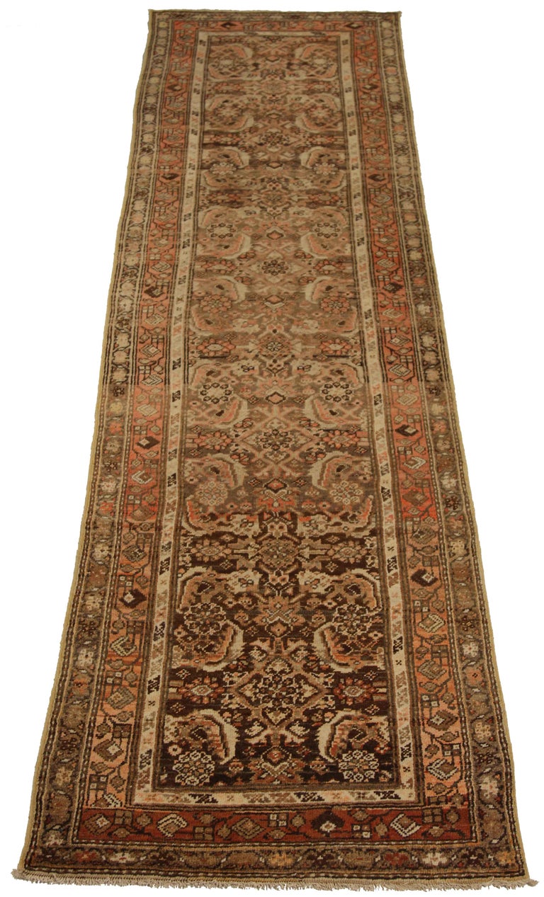 1910s Twin Antique Persian Rug Mahal Style with Flower and Medallion ...