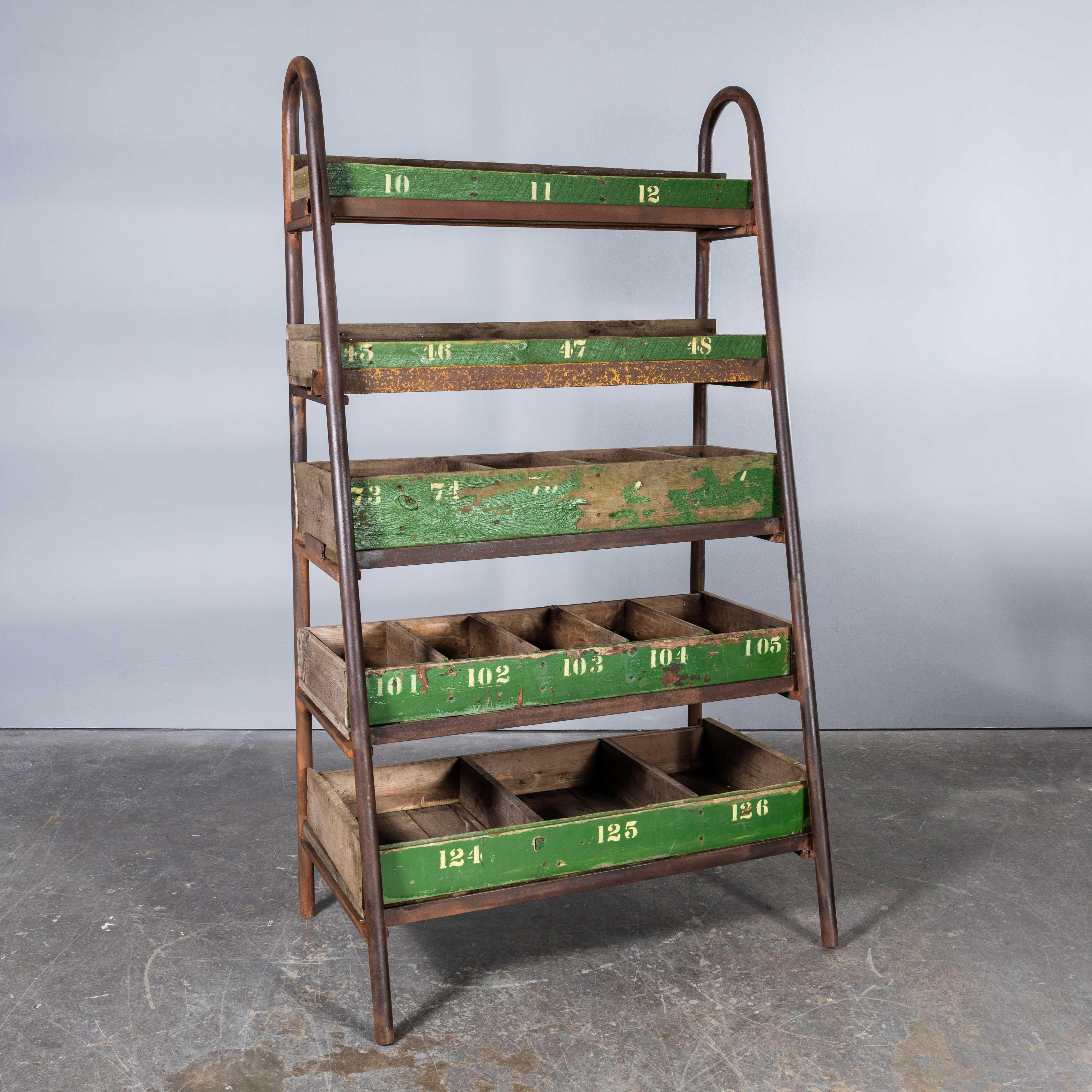 1910's Victorian Metal Frame Warehouse Pigeon Hole Rack For Sale at 1stDibs