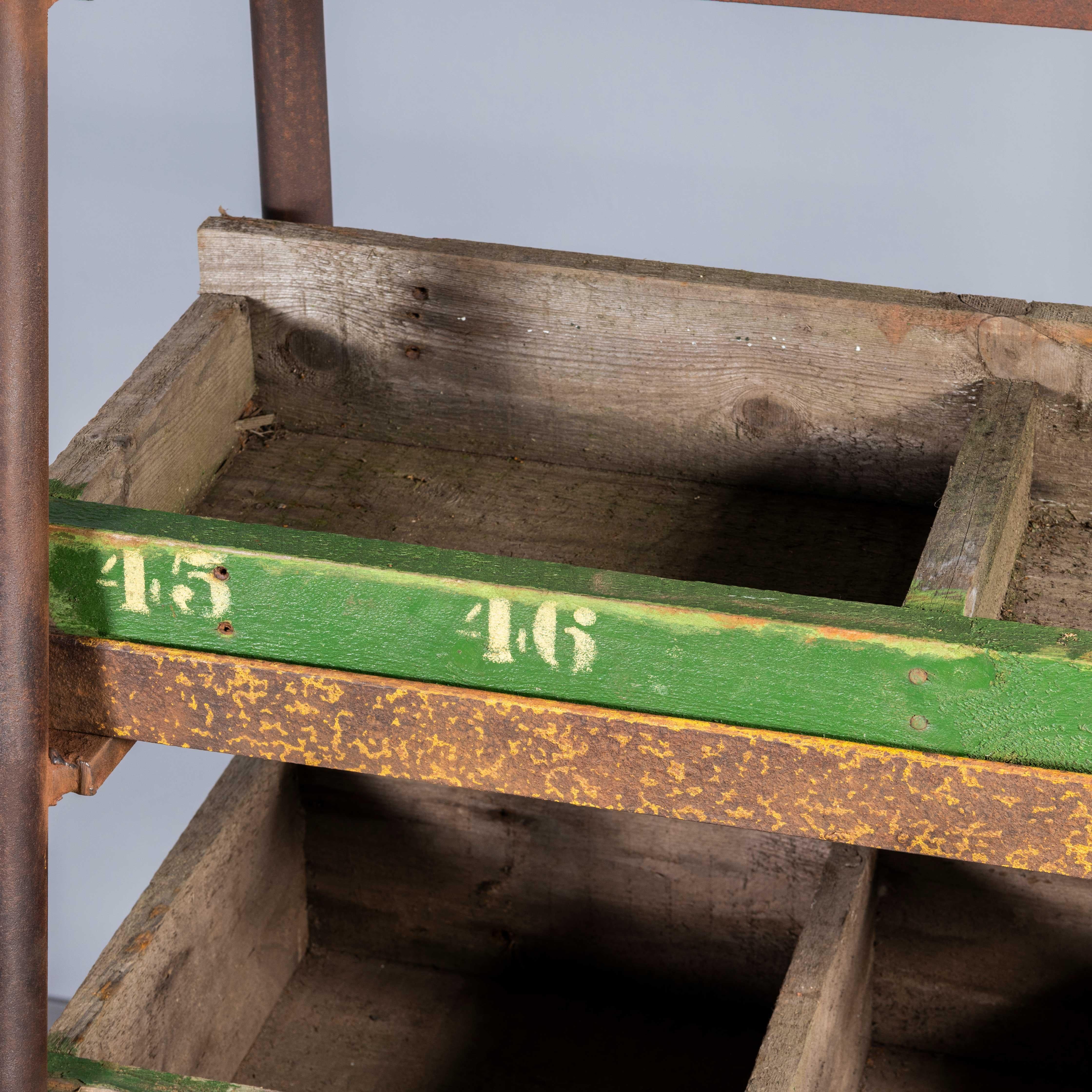 1910's Victorian Metal Frame Warehouse Pigeon Hole Rack For Sale at 1stDibs