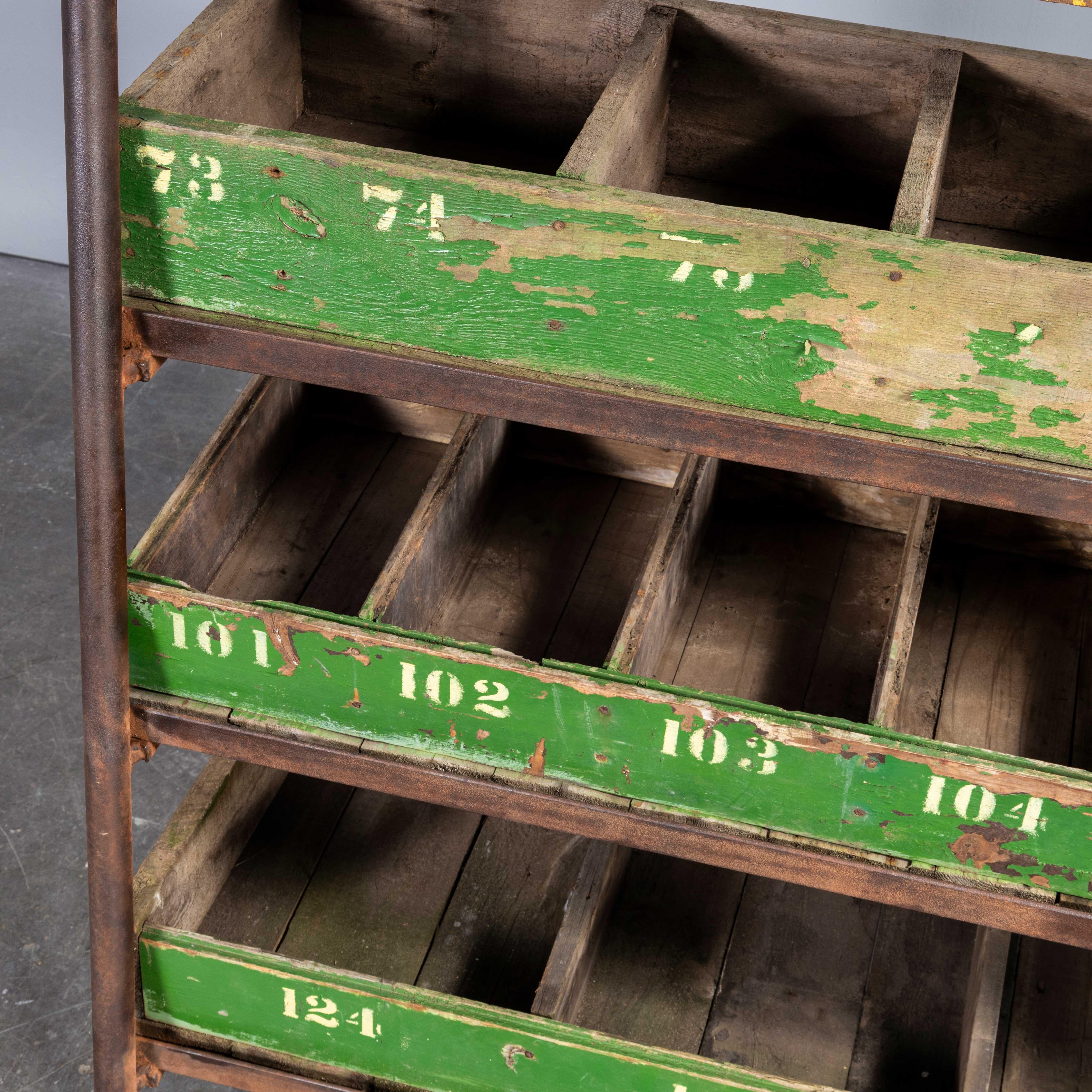 1910's Victorian Metal Frame Warehouse Pigeon Hole Rack For Sale at 1stDibs