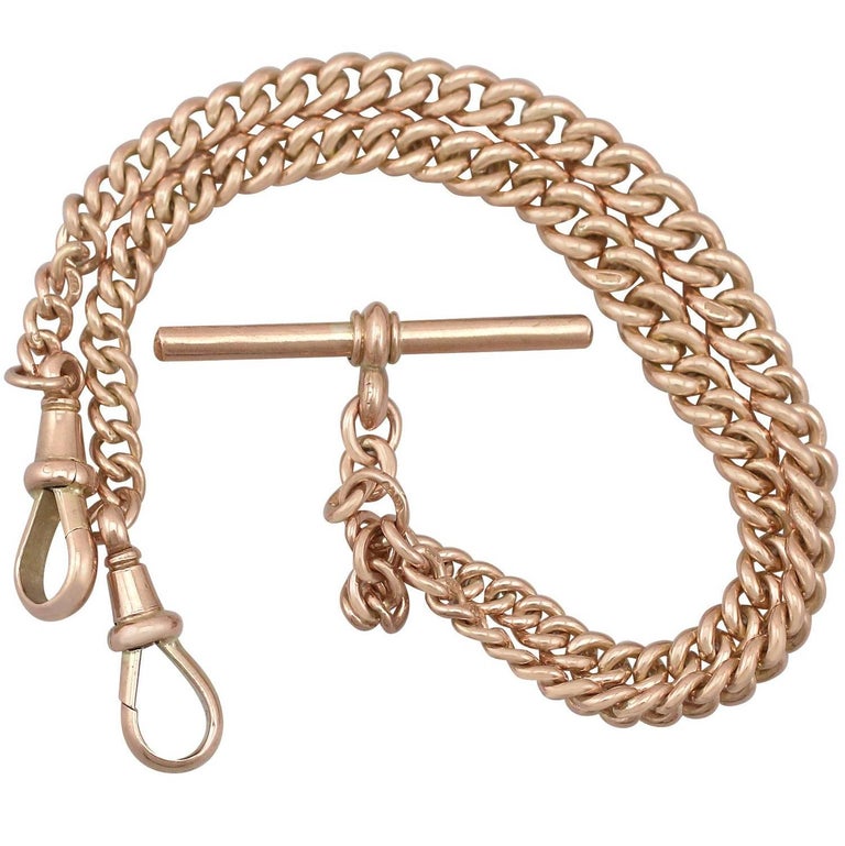 1912 Antique Yellow Gold Double Albert Watch Chain at 1stDibs | 9.375 ...