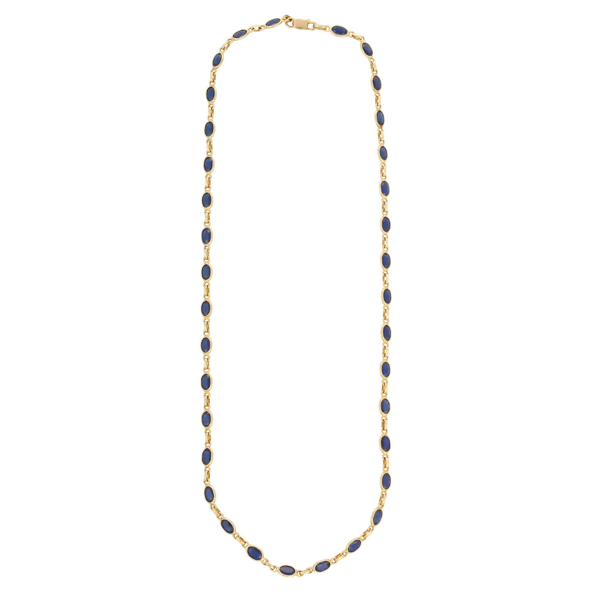 Modern 18K Yellow Gold Oval Cut 7.6 Ct Green Emerald Chain Necklace For ...