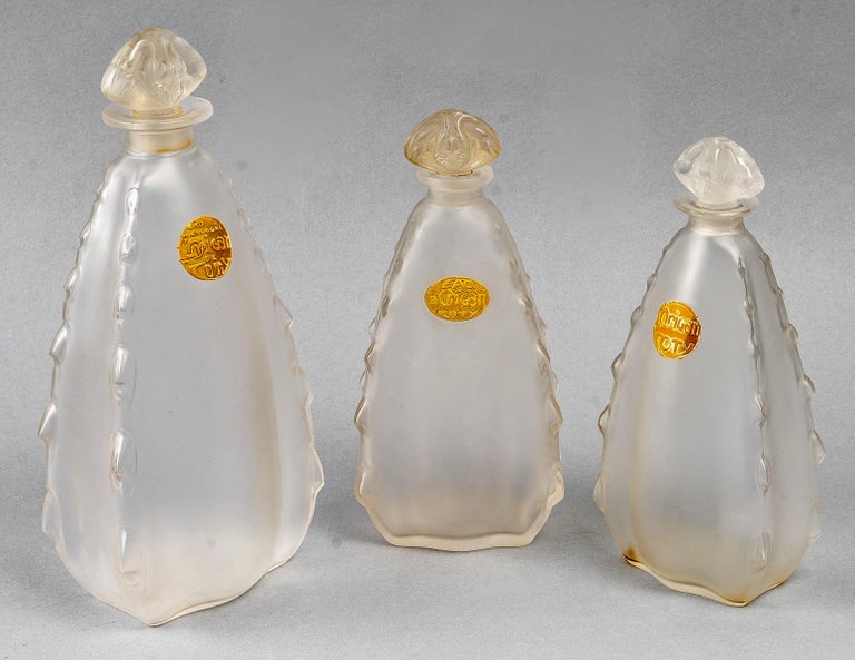 1912 René Lalique - 3 Perfume Bottle l'Origan Frosted Glass For Coty ...
