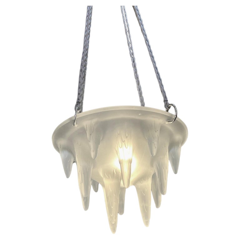 1912 René Lalique - Ceiling Fixture Light Stalactites Frosted Glass For ...