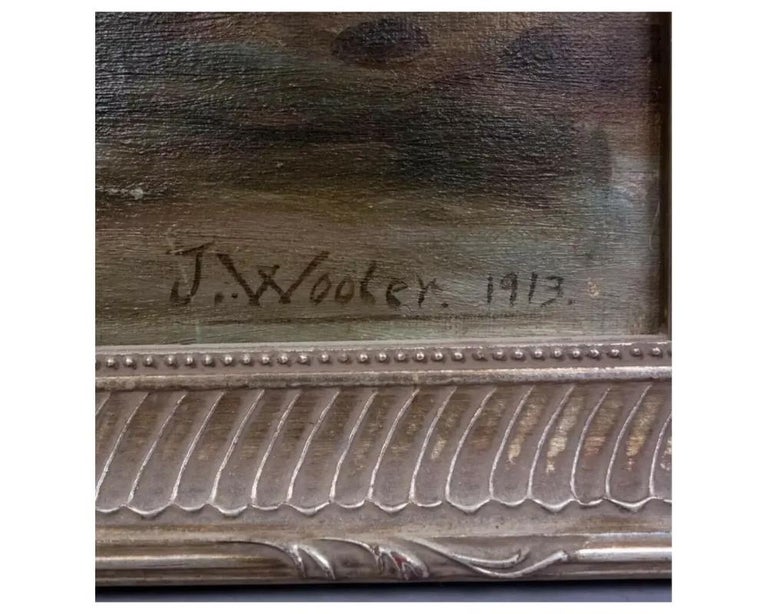 1913 Oil on Canvas Landscape with River View at Sunset, John Wooler ...