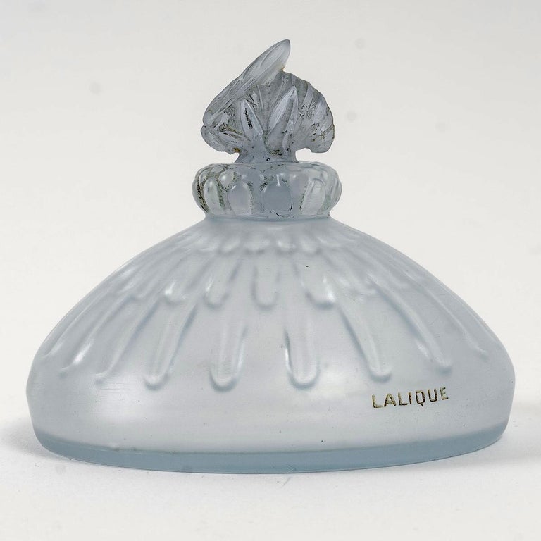 1913 René Lalique Perfume Bottle Au Coeur Des Calices Light Blue Glass ...