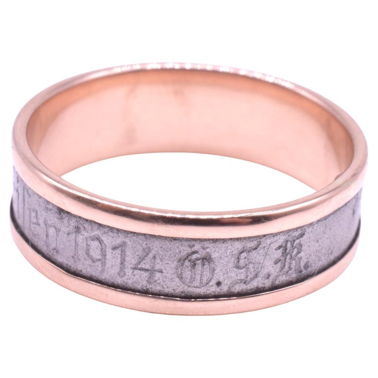 1914 Iron and Gold Historic WWI Patriotic Ring "Gold Gab Ich Fur Eisen ...