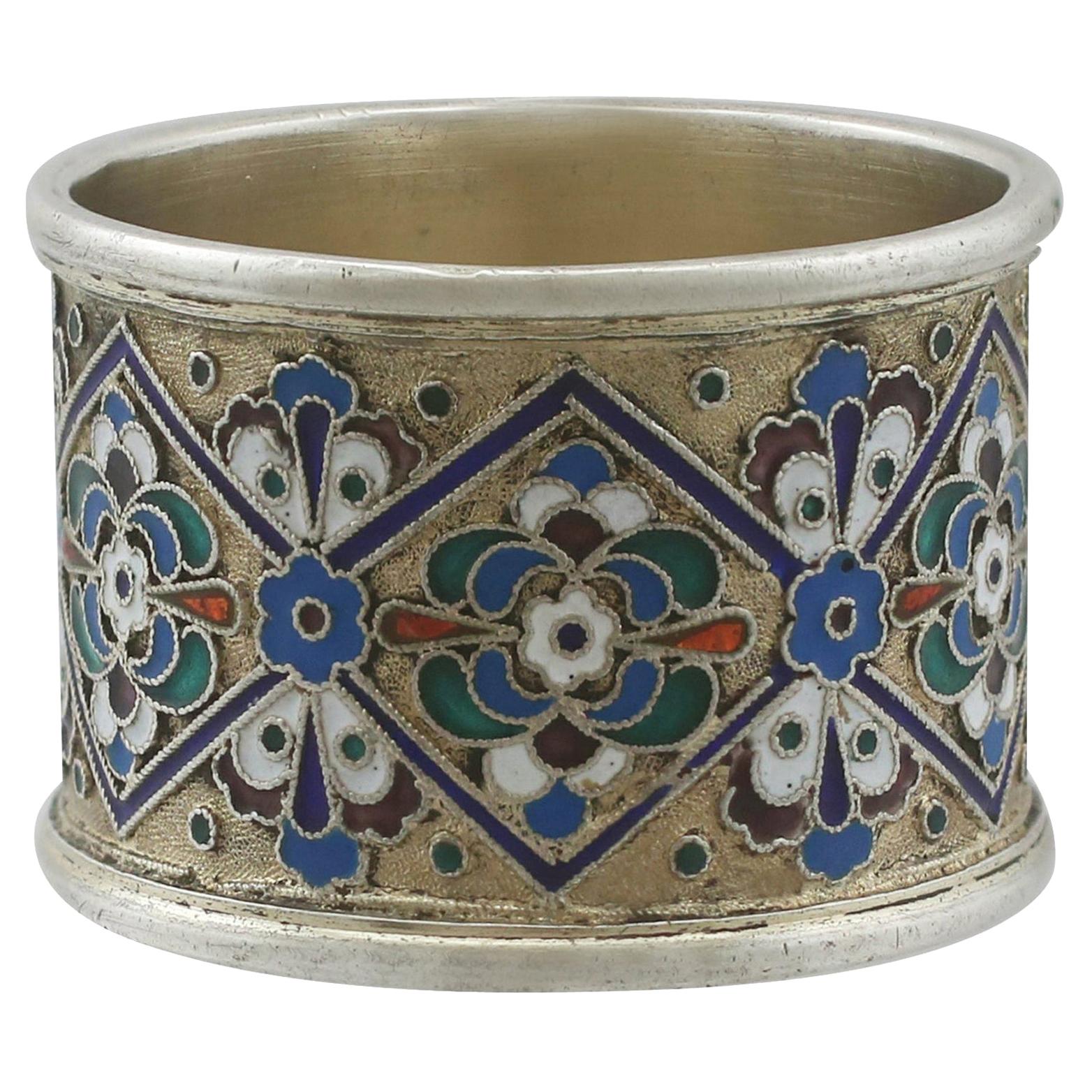 Antique Russian Solid Silver Gilt Six Plique-a-jour Enamel Spoons ...