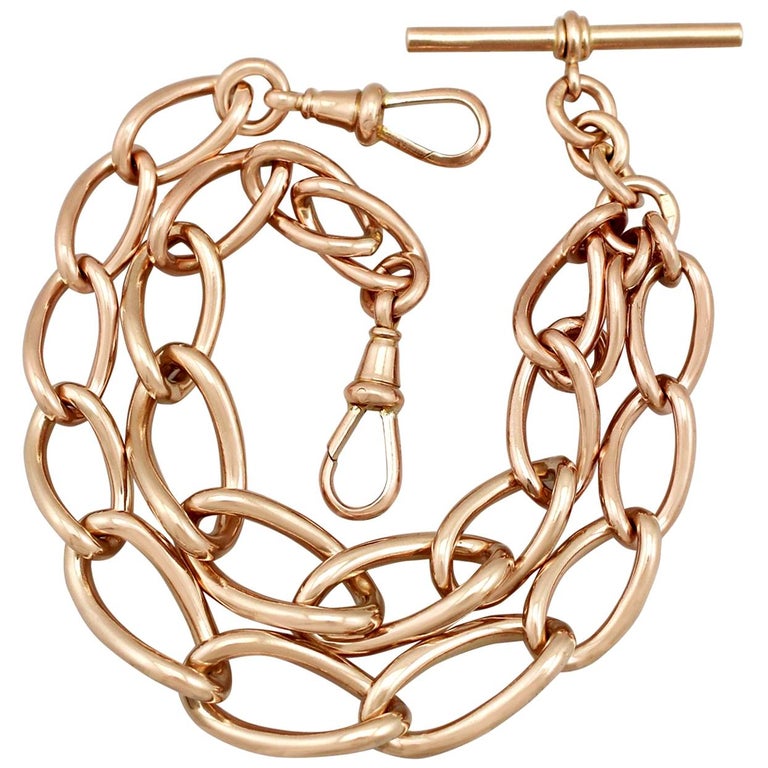 1917 Antique Rose Gold Double Albert Watch Chain at 1stDibs | 9.375 ...