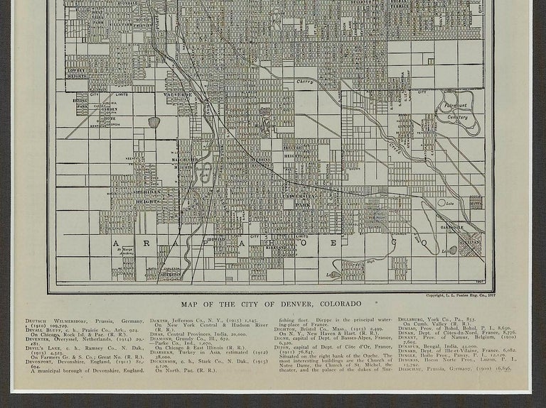 1917 "Map of the City of Denver, Colorado" by L. L. Poates Eng, Co. For ...