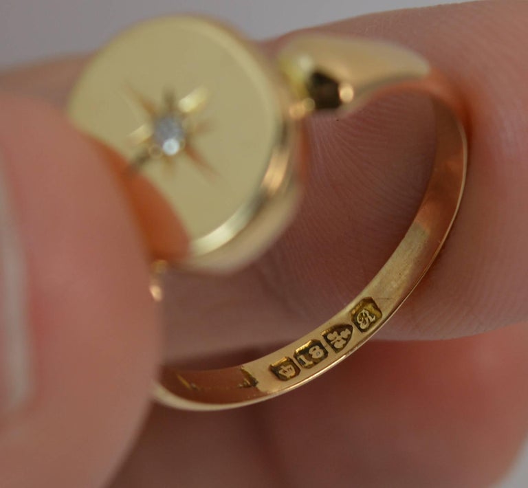 1917 WWI 18 Carat Gold Sweetheart Locket and Old Cut Diamond Signet ...