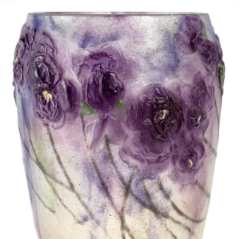 1918 Gabriel Argy-Rousseau, Vase Violette De Parme Pate De Verre Glass ...