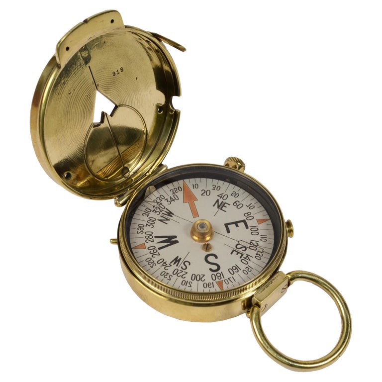 1918s Antique Magnetic Brass Pocket Compass Signed Cruchon and Emons ...