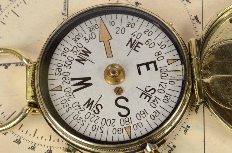 1918s Brass Magnetic Compass Signed Cruchon-Emons Berne Antique ...